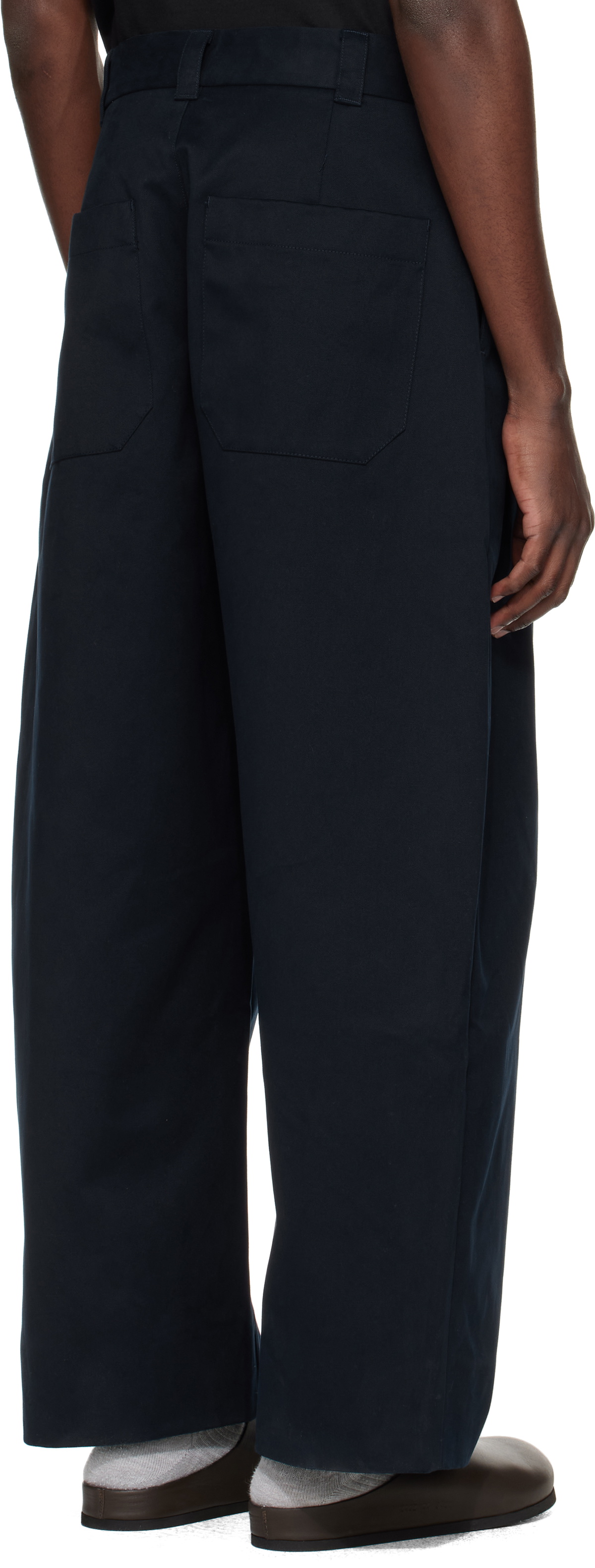 Studio Nicholson Navy Sorte Trousers Studio Nicholson