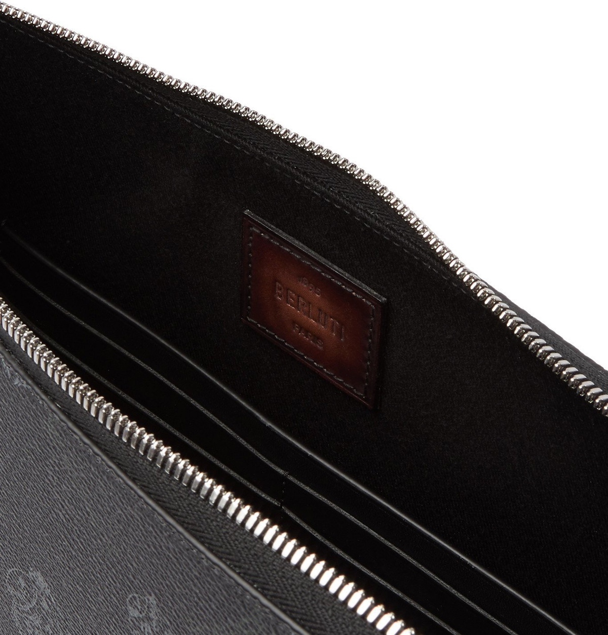 Berluti - Logo-Print Full-Grain and Venezia Leather Pouch - Black Berluti