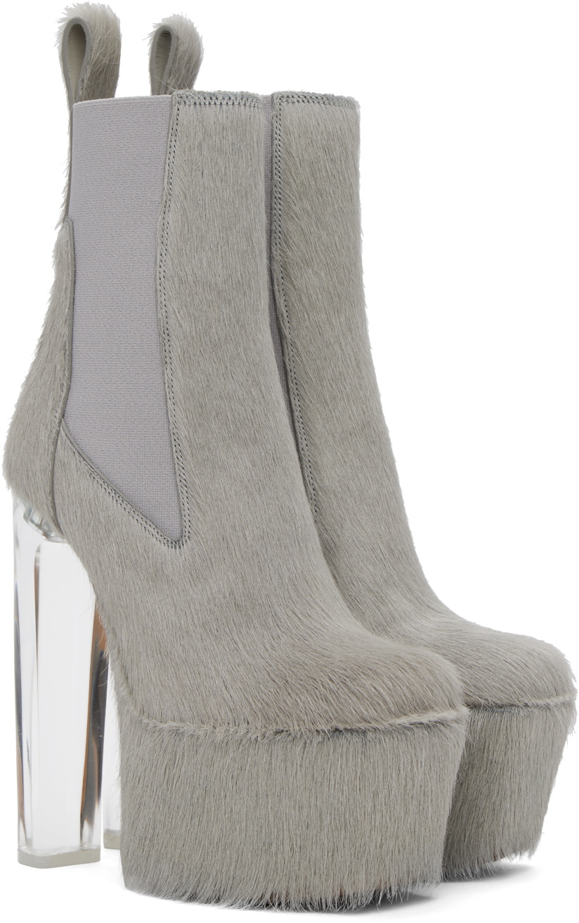 Rick Owens Gray Beatle Platform Ankle Boots Rick Owens