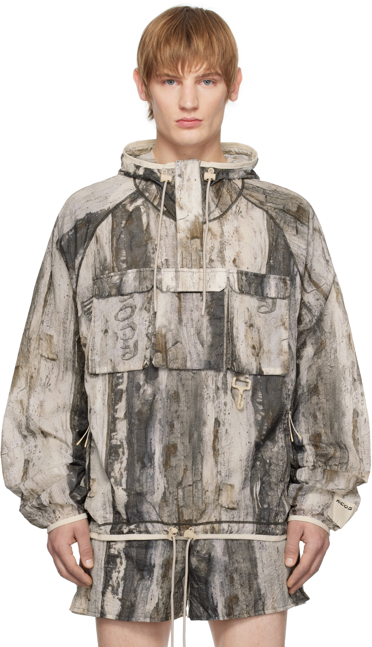 RCOS Off-White & Taupe Packable Nylon Anorak Jacket RCOS
