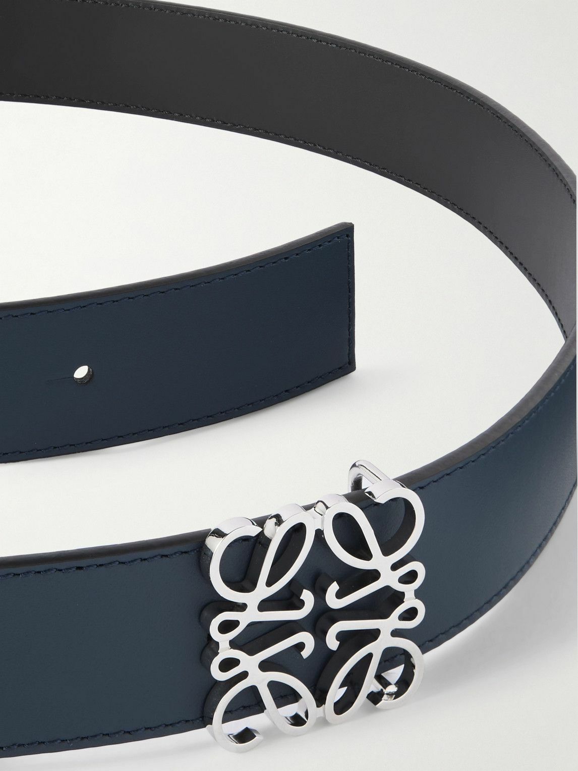 LOEWE - 3.5cm Anagram Reversible Leather Belt - Blue Loewe