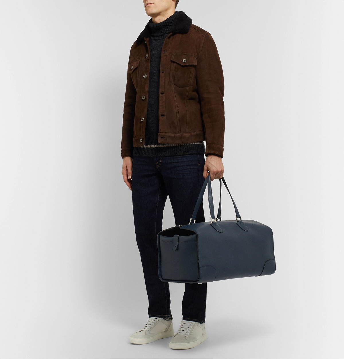 Valextra - Boston Pebble-Grain Leather Duffle Bag - Blue Valextra