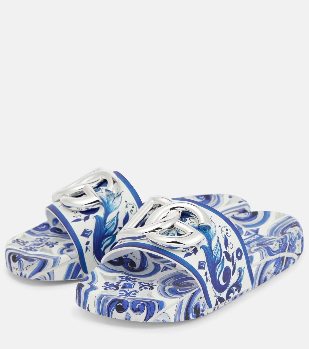 Dolce&Gabbana - Printed leather platform logo slides Dolce & Gabbana