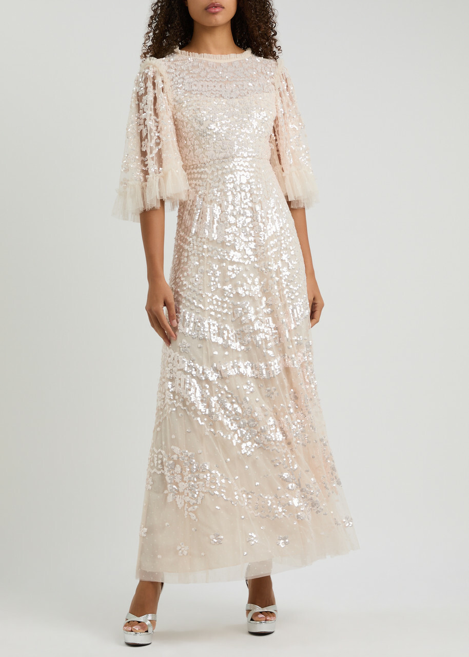 Needle & Thread Anais Sequin-embellished Tulle Gown Cream Needle & Thread