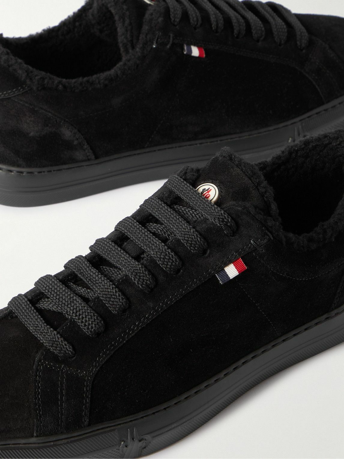 Moncler - New Monaco Shearling-Lined Suede Sneakers - Black Moncler