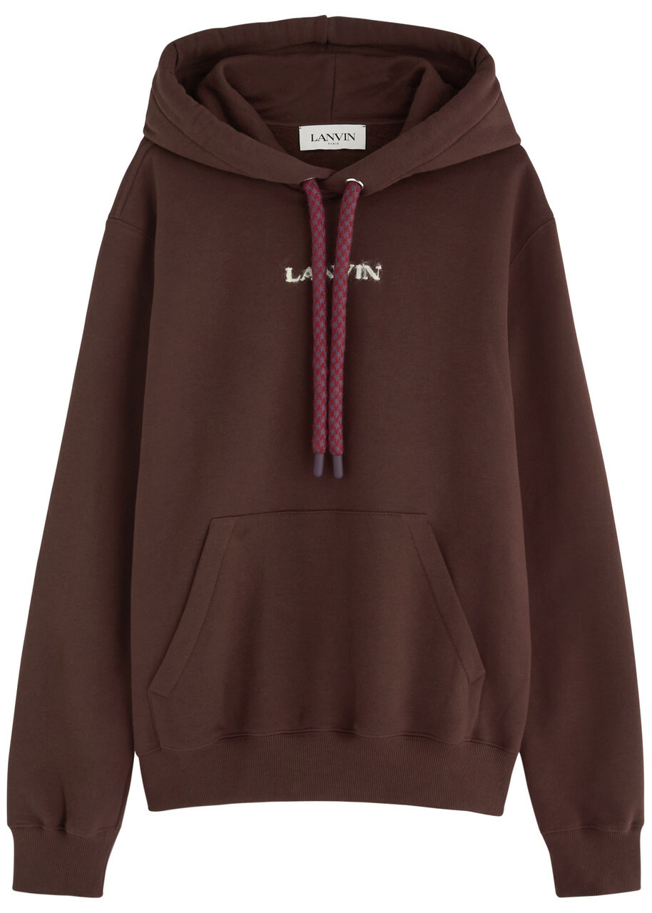 Lanvin Logo Hooded Cotton Sweatshirt Burgundy Lanvin