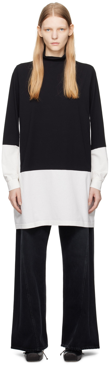 MM6 Maison Margiela Black & White Paneled Minidress MM6 Maison Margiela