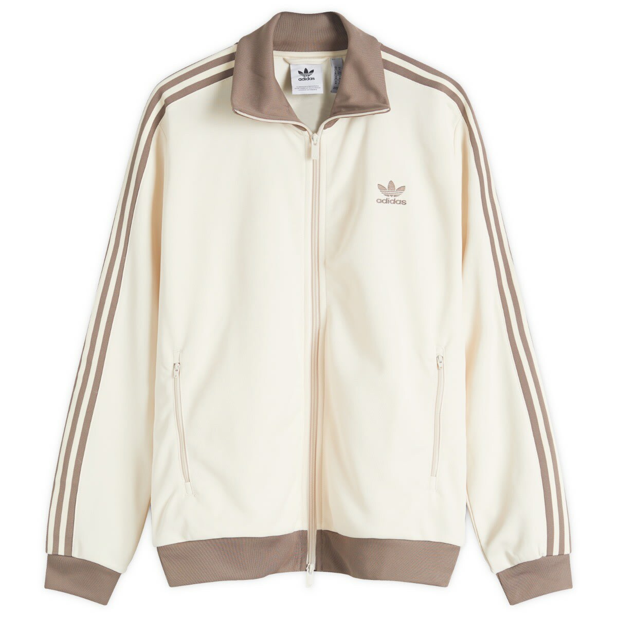 Adidas Classic Track Top in Wonder White/Trace Brown adidas