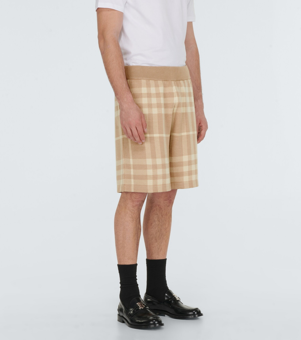Burberry - Burberry Check wool and silk biker shorts Burberry