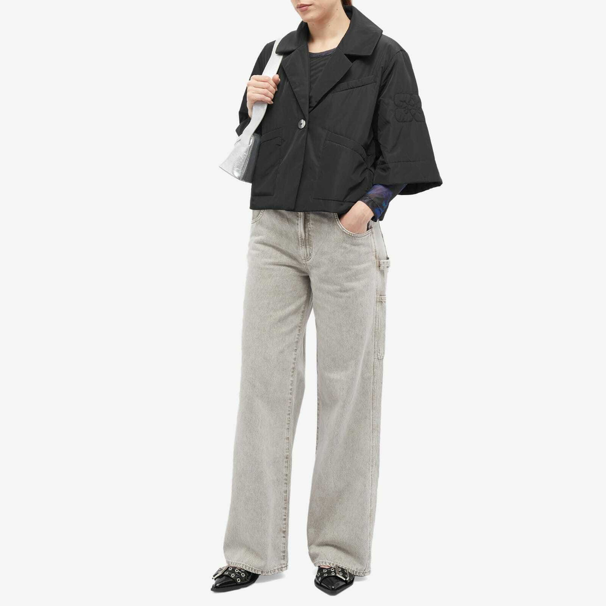 GANNI Women's Summer Tech Padded Jacket in Black GANNI