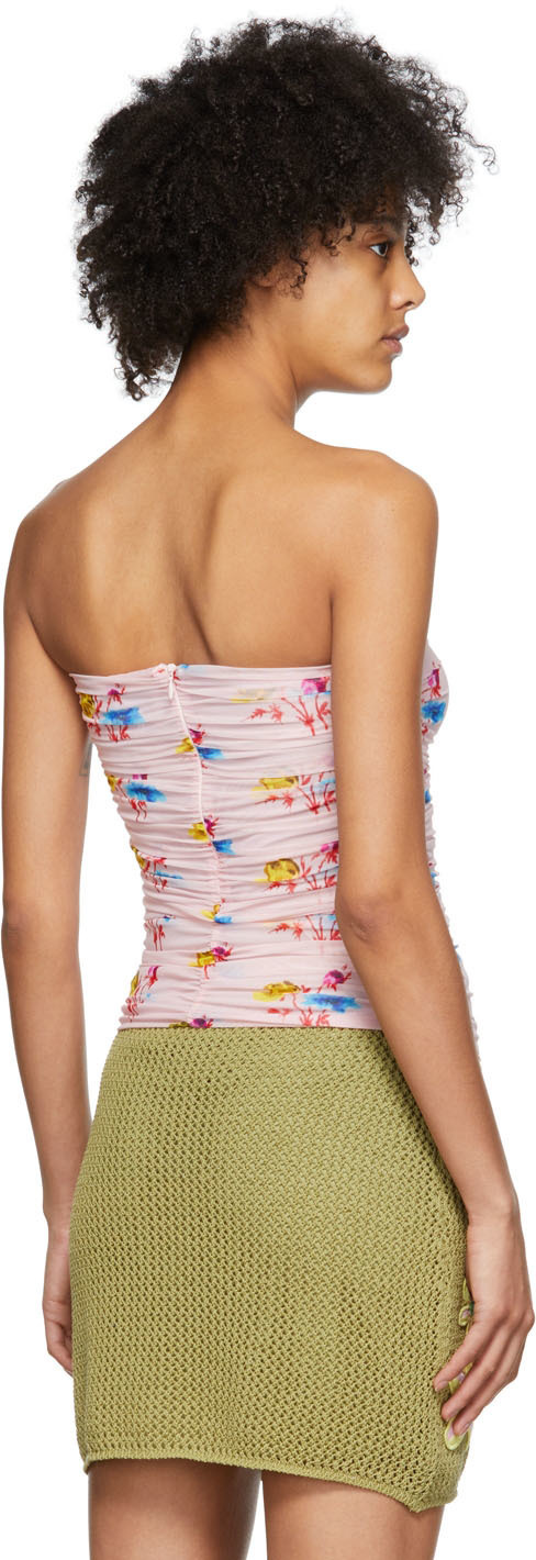 GANNI Pink Nylon Halter Top GANNI