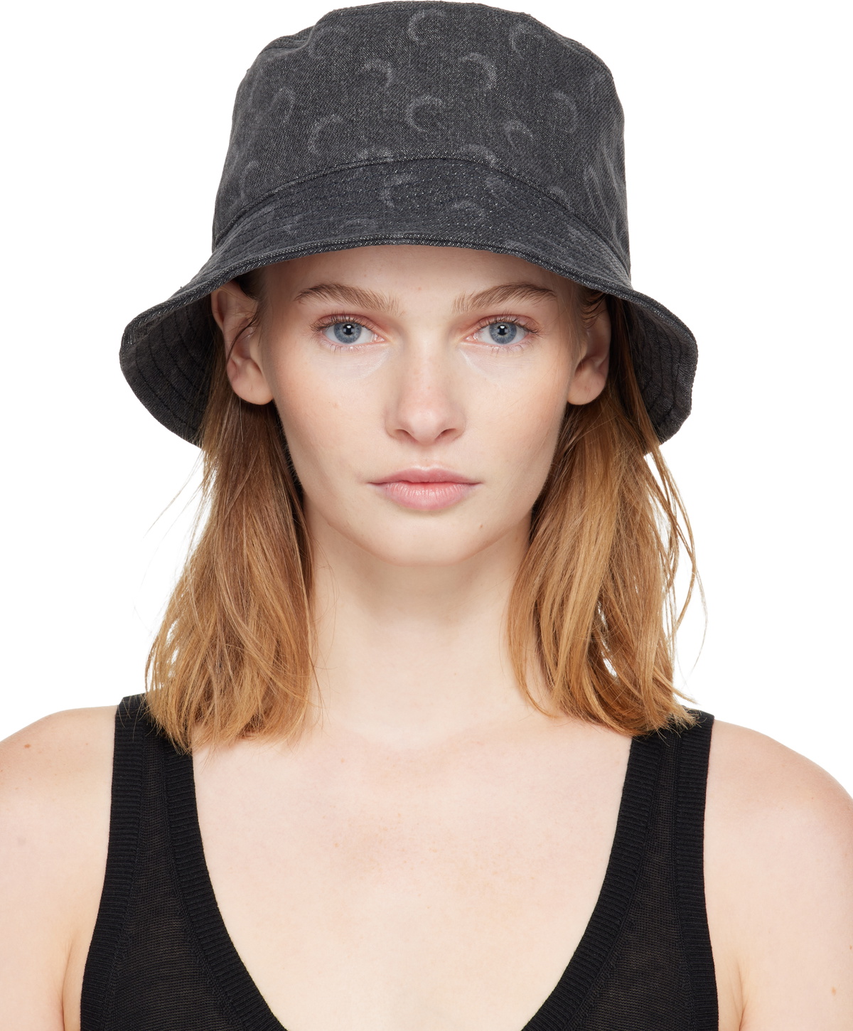 Marine Serre Gray Moon Laser Denim Bucket Hat Marine Serre