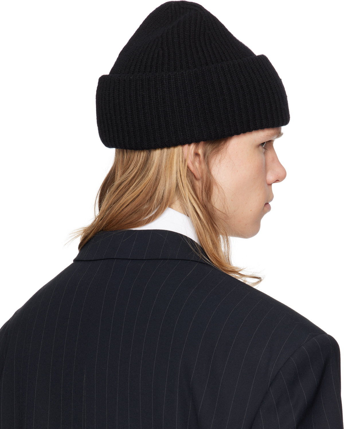 Acne Studios Black Small Face Logo Beanie Acne Studios