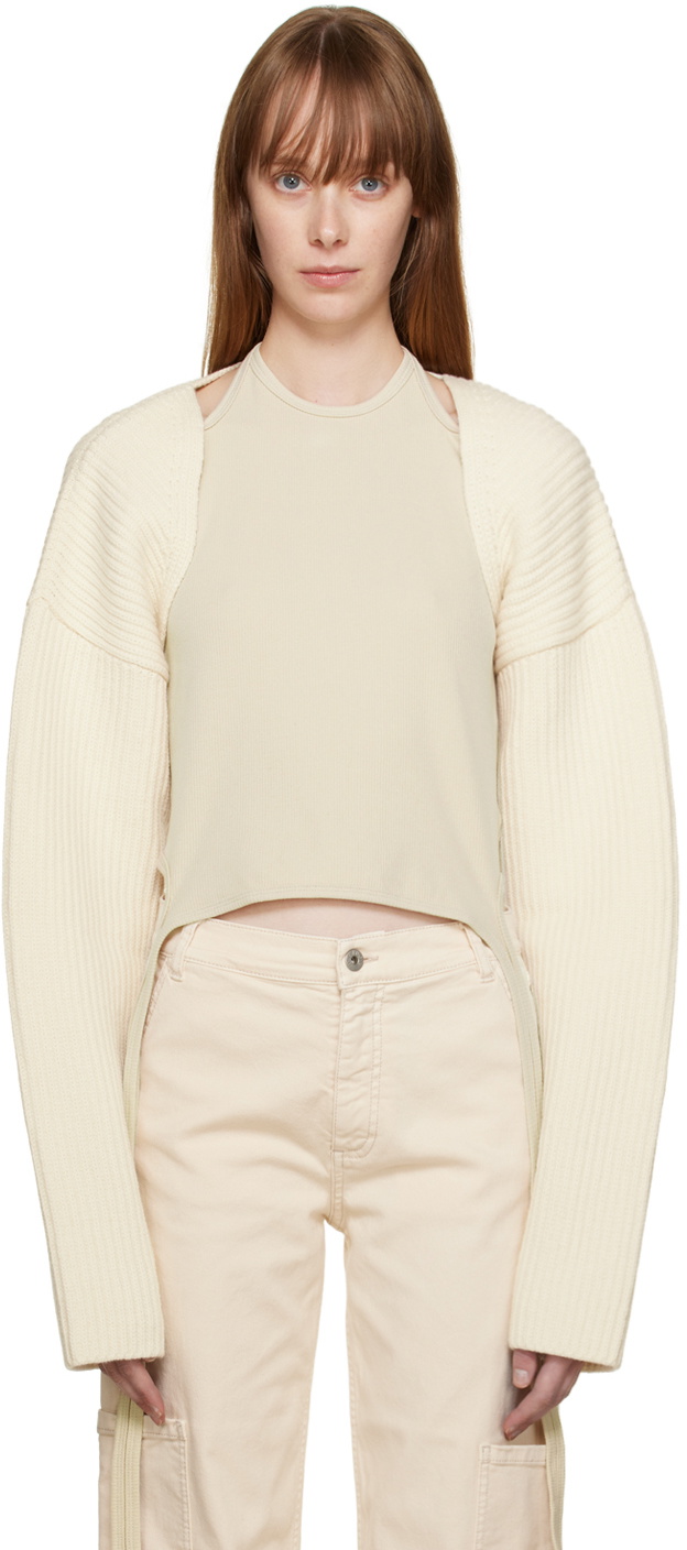 HALFBOY Beige Cold Shoulder Cardigan