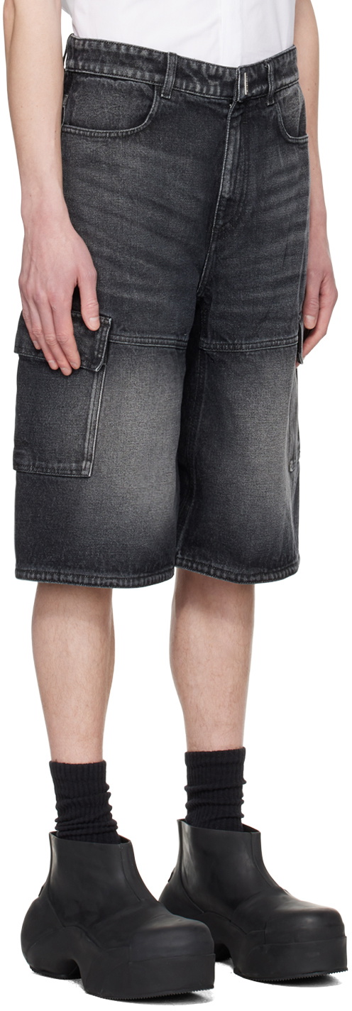 Givenchy Black Multicutted Denim Shorts Givenchy