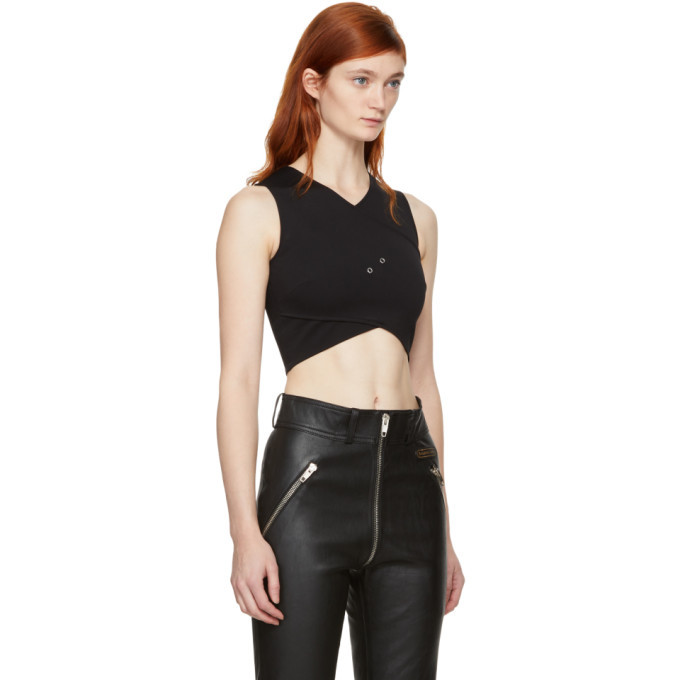 Versus Black Cropped Cross-Over Safety Pin Top Versus