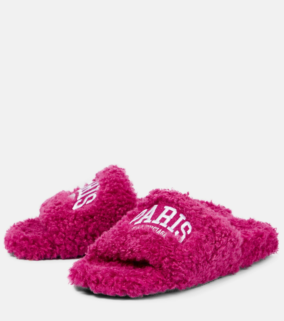 Balenciaga - Cities Paris faux shearling slides Balenciaga