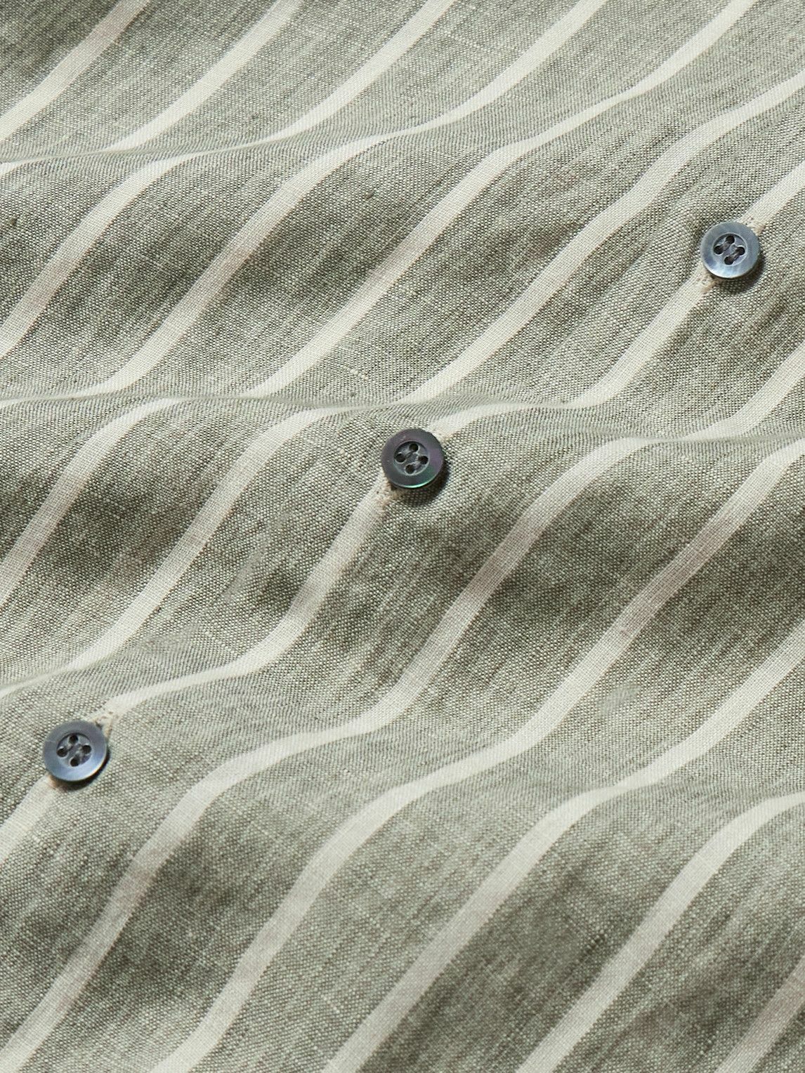 Sunspel - Striped Linen Shirt - Green Sunspel