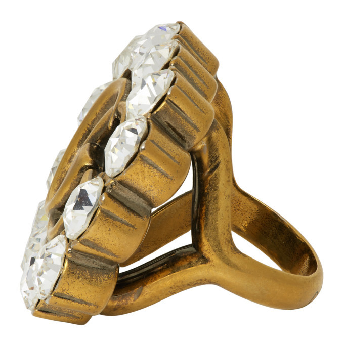Gucci Gold Crystal GG Marmont Ring Gucci