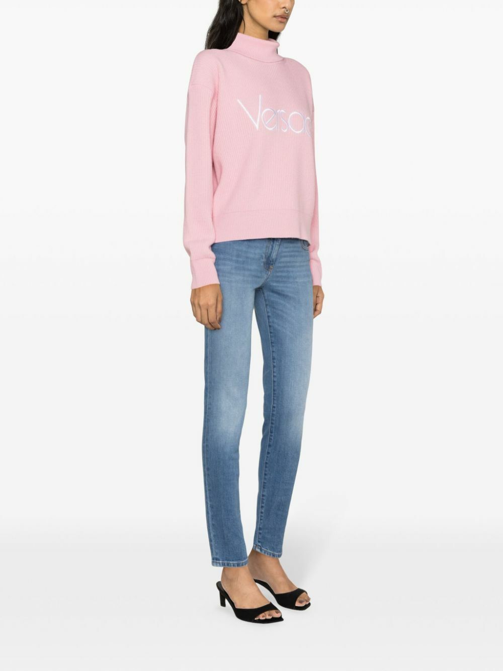 Versace Pink 1978 Re-Edition Logo-Embroidered Jumper Versace
