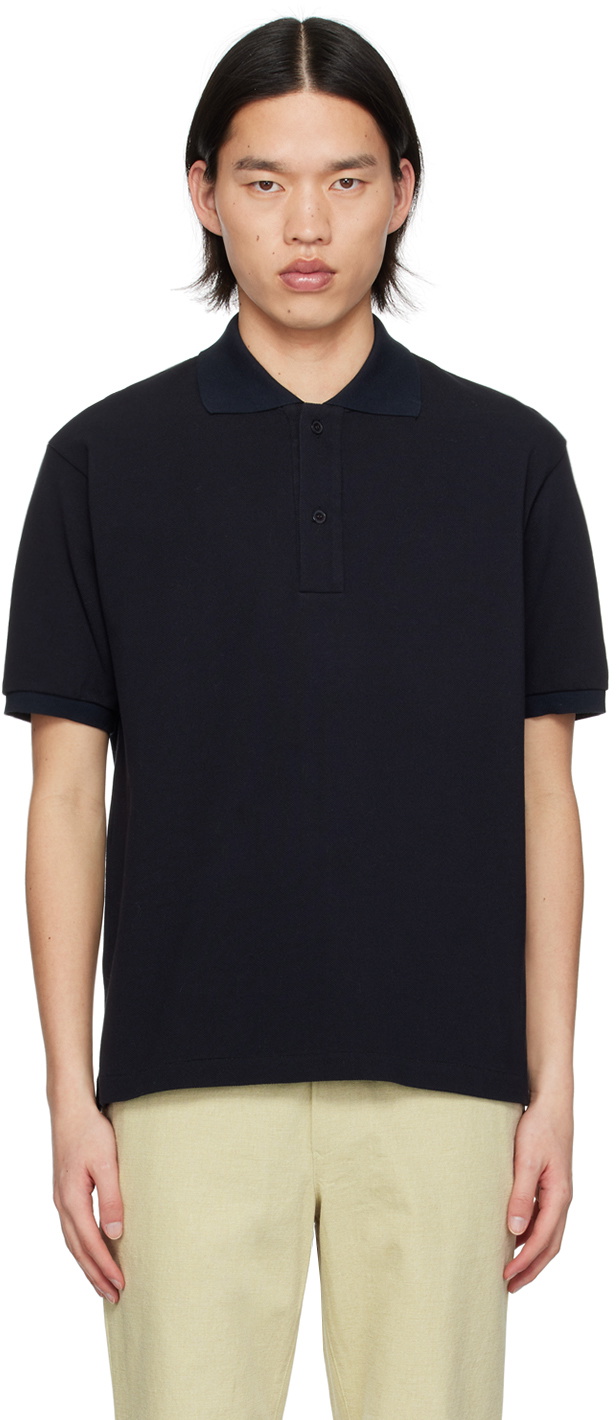 AURALEE Black Button Up Polo Auralee