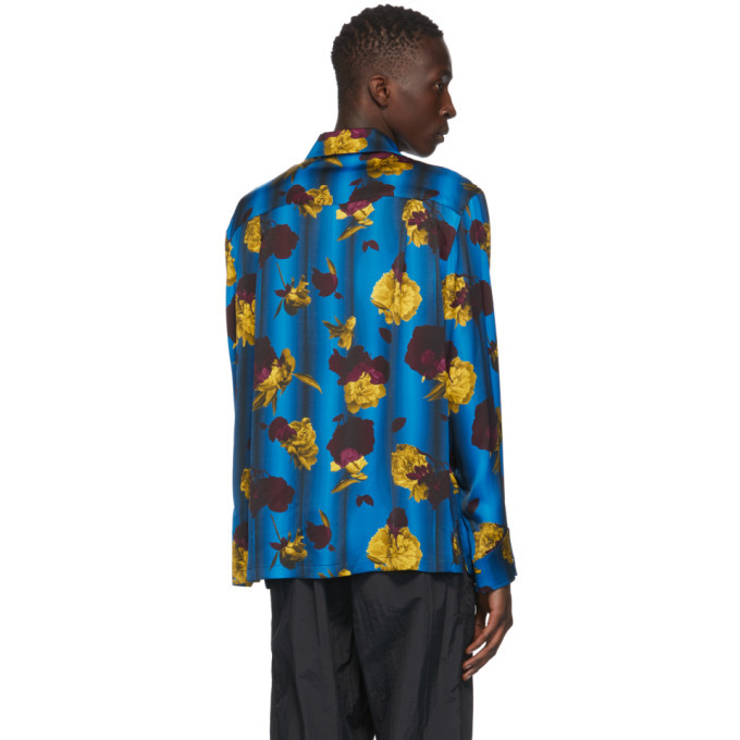 Opening Ceremony Blue Satin Floral Shirt Opening Ceremony