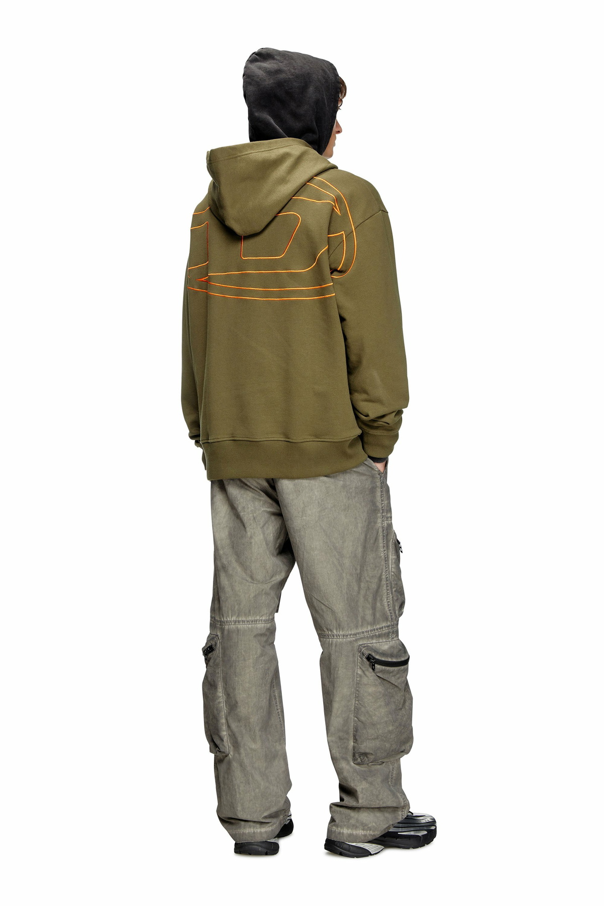 Diesel Hoodie with logo embroidery - Sweaters Mens in Green Diesel