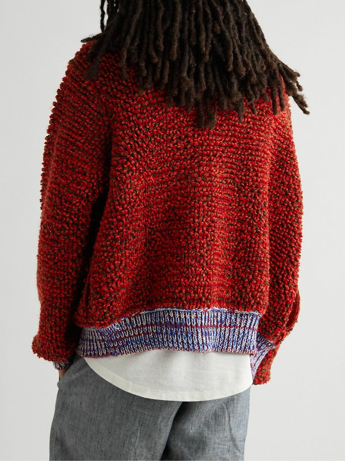 BODE - Trekking Tie-Front Merino Wool Cardigan - Red Bode
