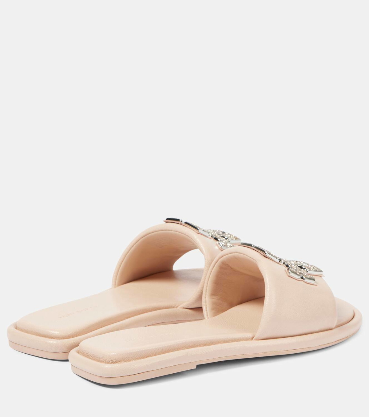 Tory Burch Double T embellished leather slides Tory Burch