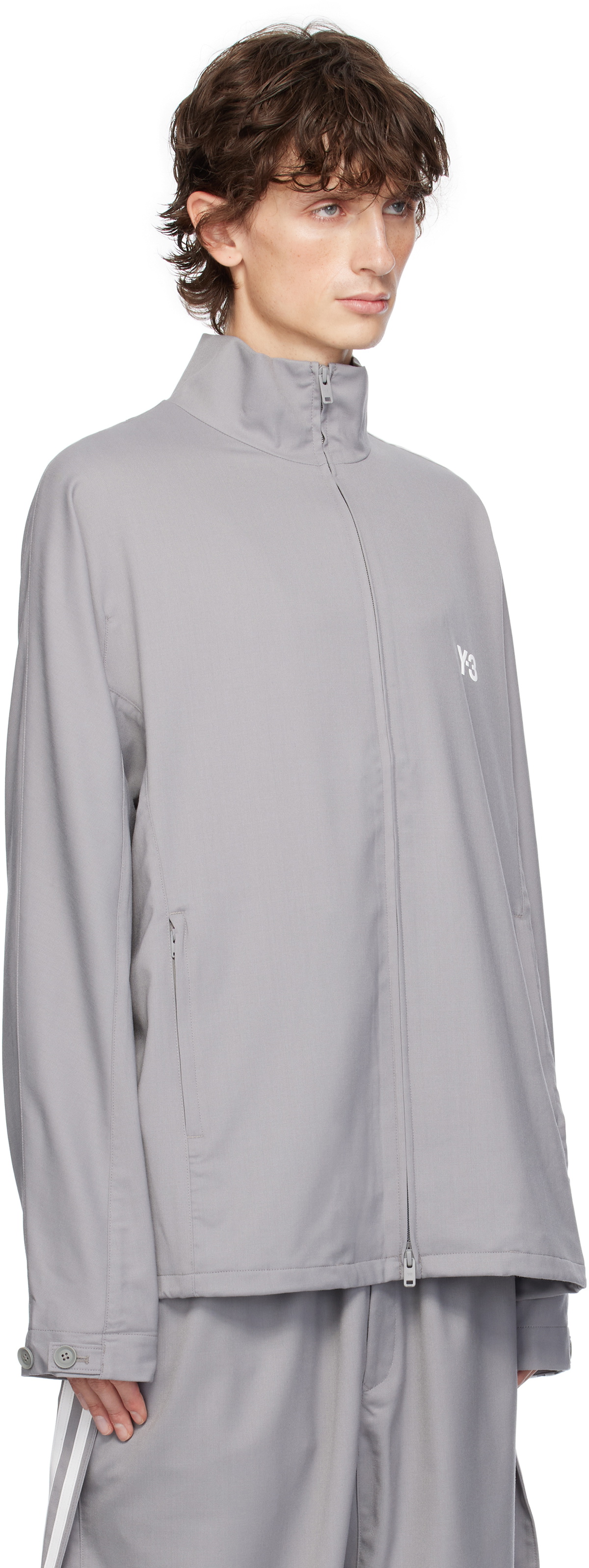 Y-3 Gray Refined Wool Track Jacket Y-3