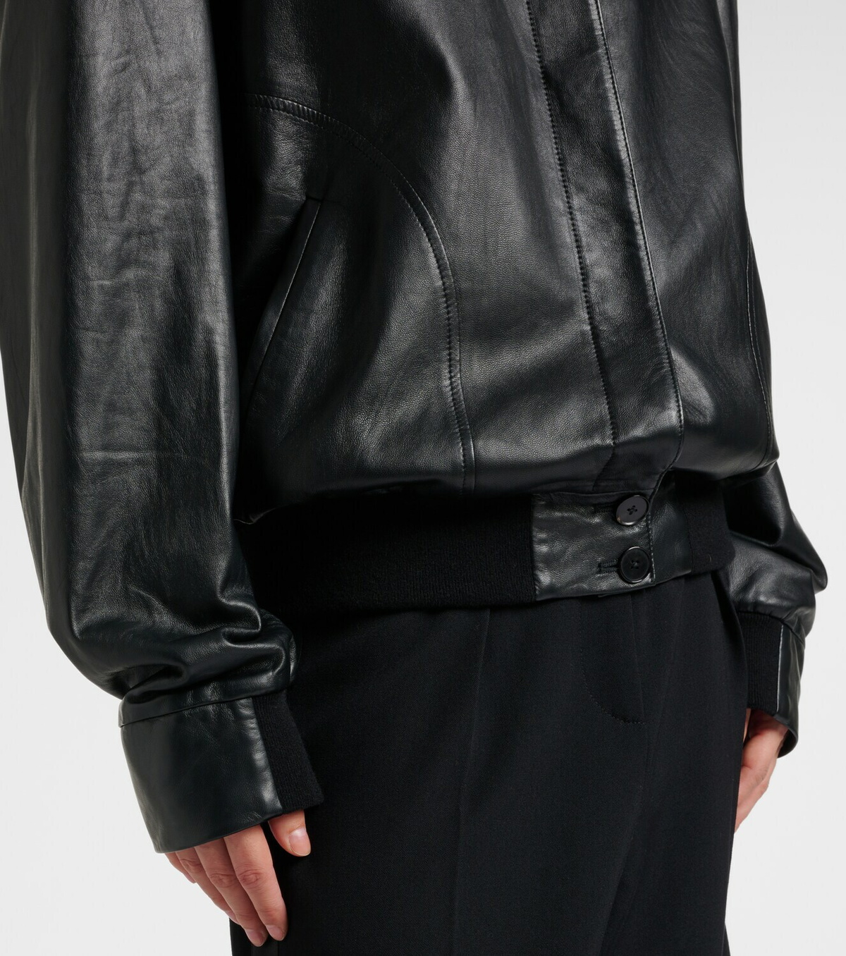 The Row Eleonora leather bomber jacket The Row