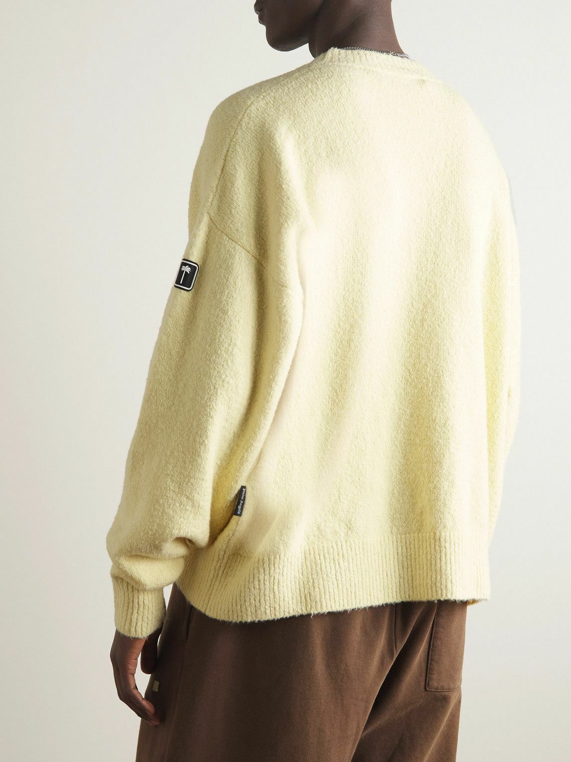 Palm Angels - Brushed Cotton-Blend Sweater - Yellow Palm Angels