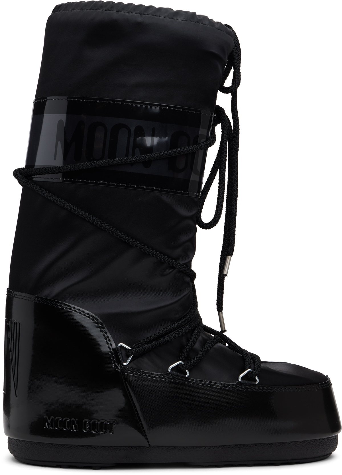 Moon Boot Black Icon Glance Satin Tall Boots Moon Boot