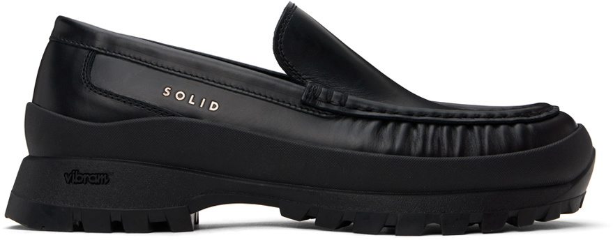 Solid Homme Black Leather Loafers Solid Homme
