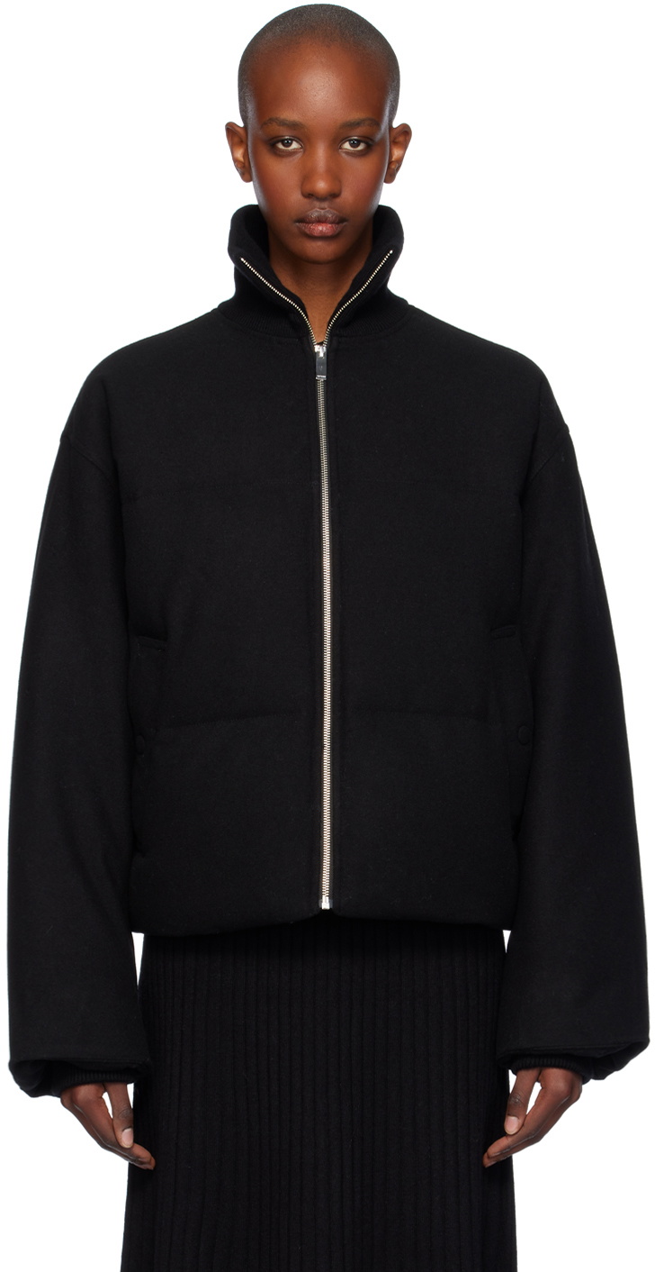 TOTEME Black Flannel Puffer Down Jacket Toteme