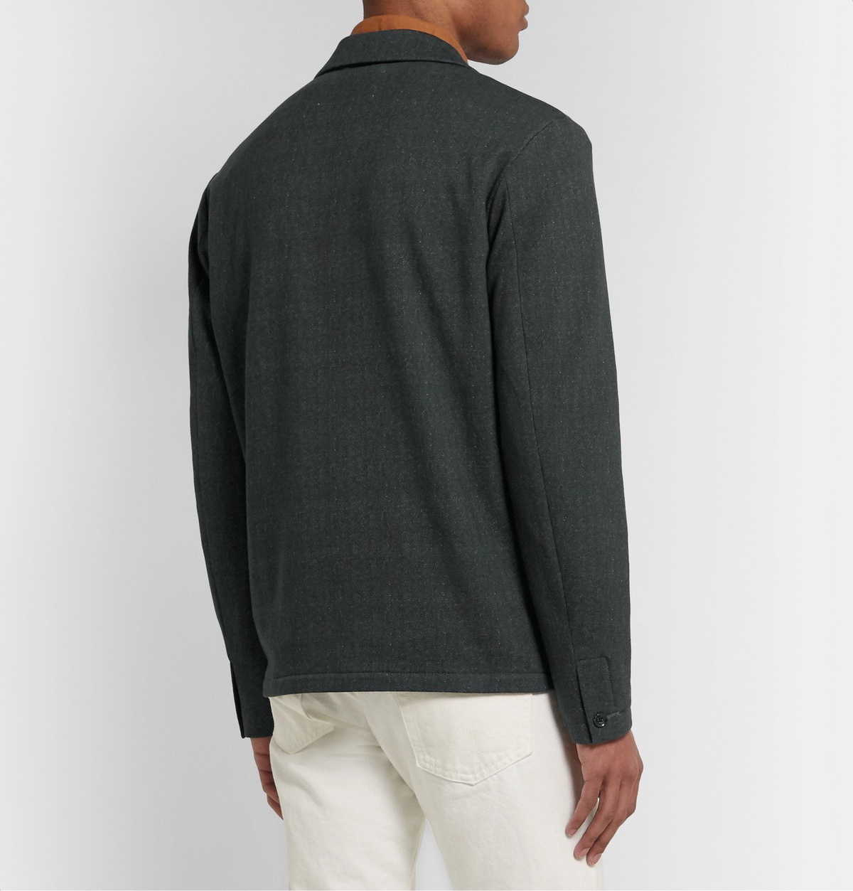 NN07 - Ben Herringbone Fleece-Back Cotton-Blend Jersey Jacket - Blue NN07