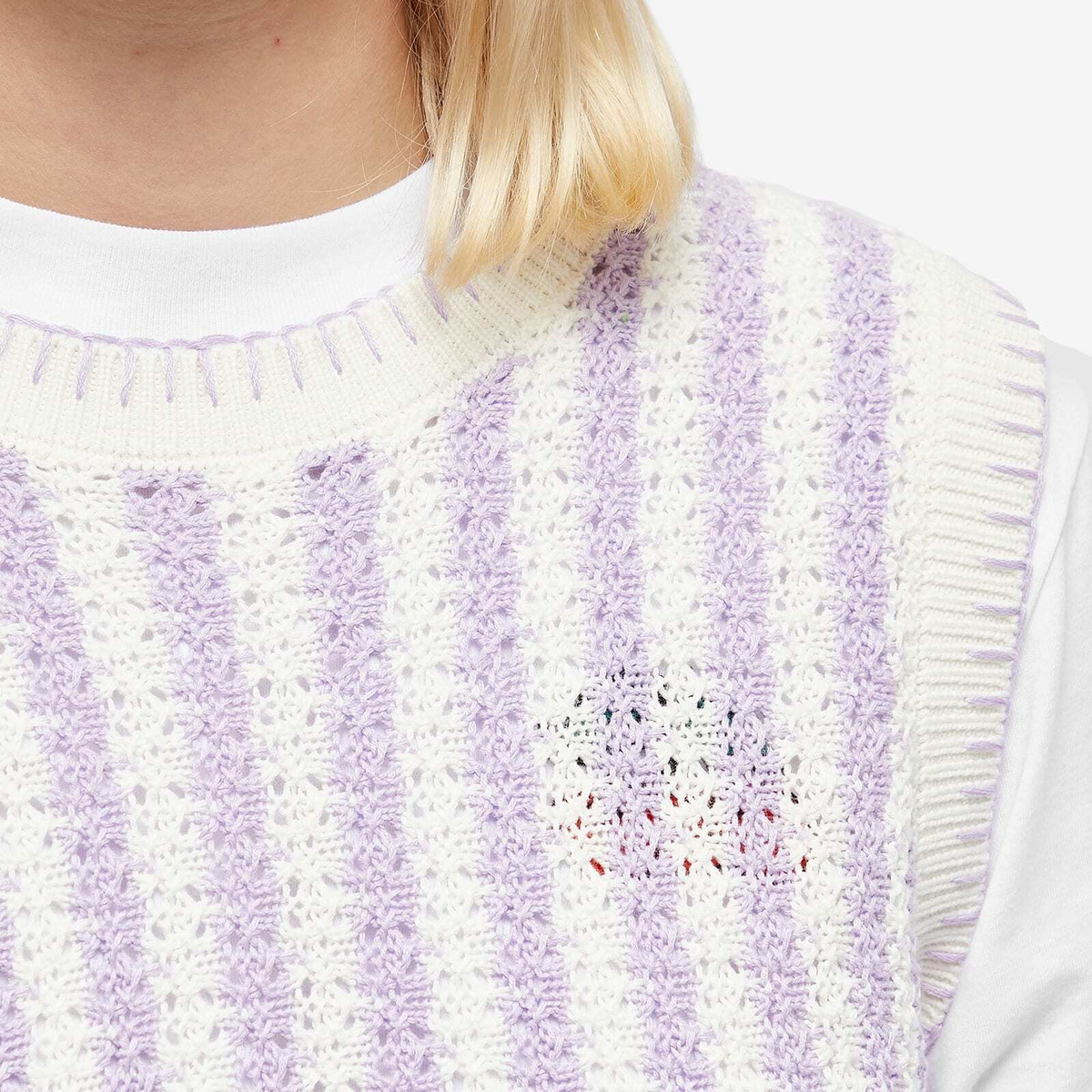 KITRI Women's Marley Lilac Knit Top in Lilac Stripe KITRI