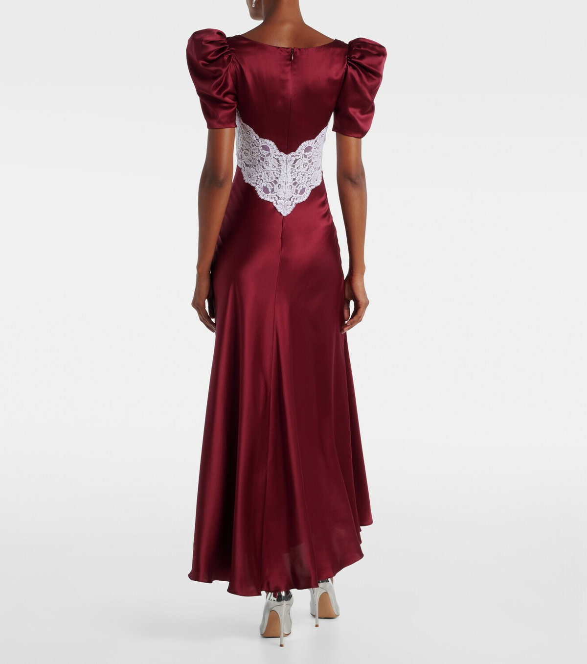 Rodarte Floral-appliqué lace-trimmed silk gown Rodarte