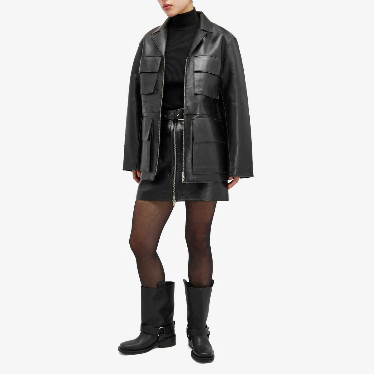 Stand Studio Women's Rumi Leather Jacket in Black Stand Studio