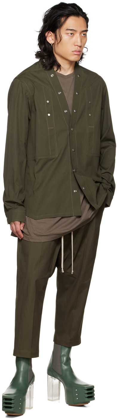 Rick Owens Khaki Cropped Trousers Rick Owens