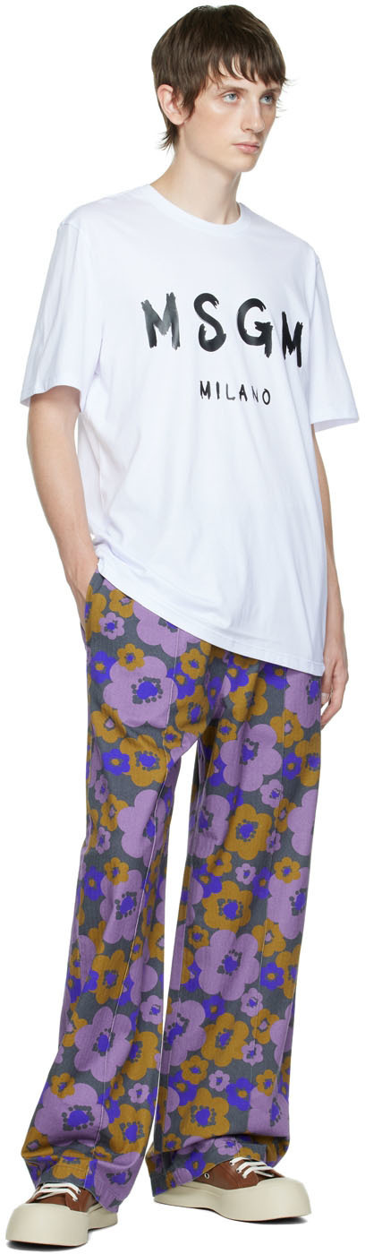 MSGM White Printed T-Shirt MSGM