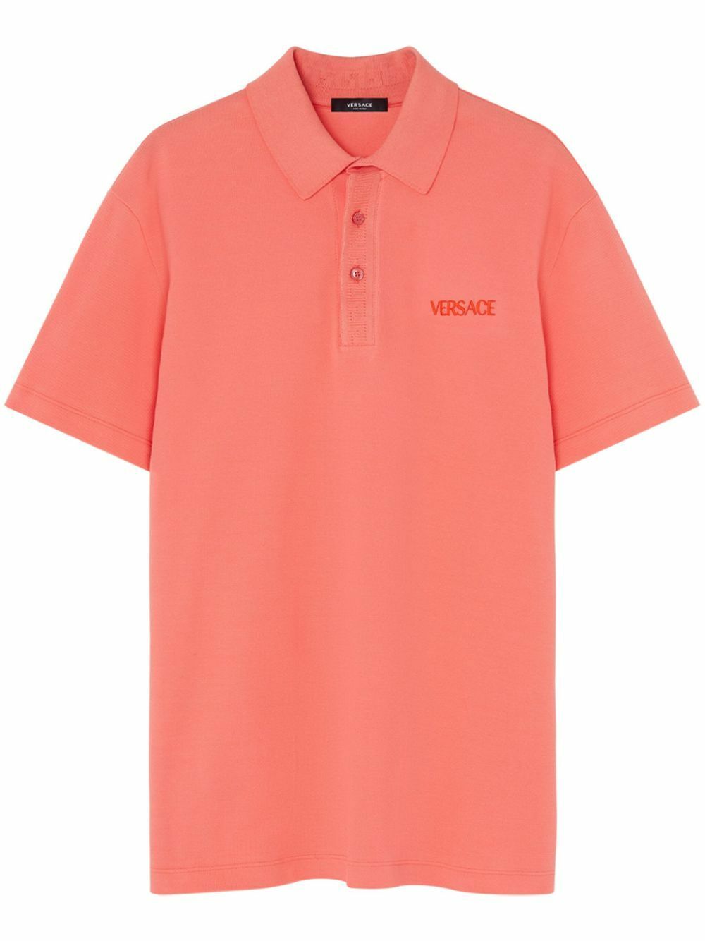 Versace Orange Logo-Embroidered Cotton Polo Shirt Versace
