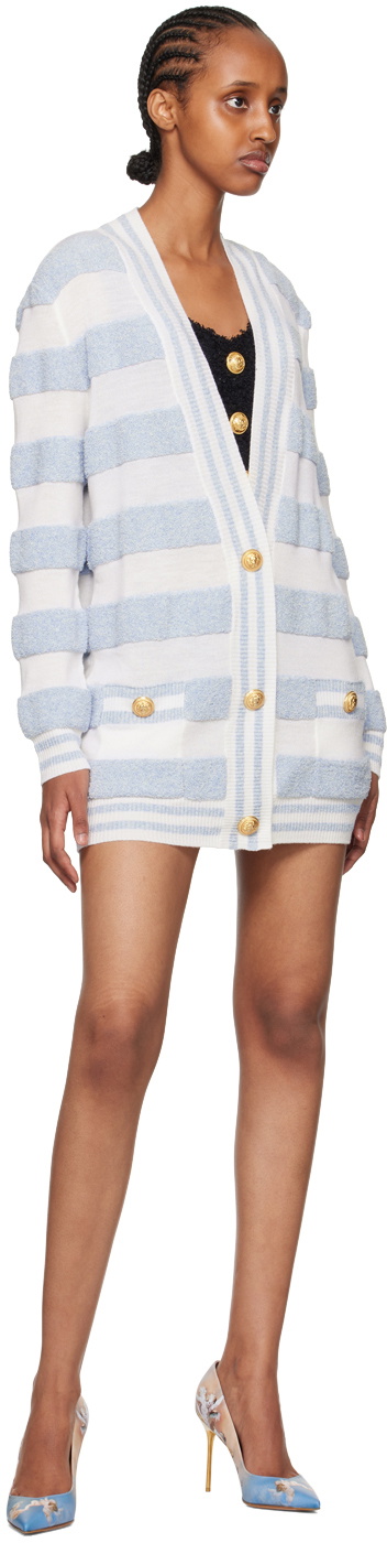 Balmain Blue & White Striped Cardigan Balmain