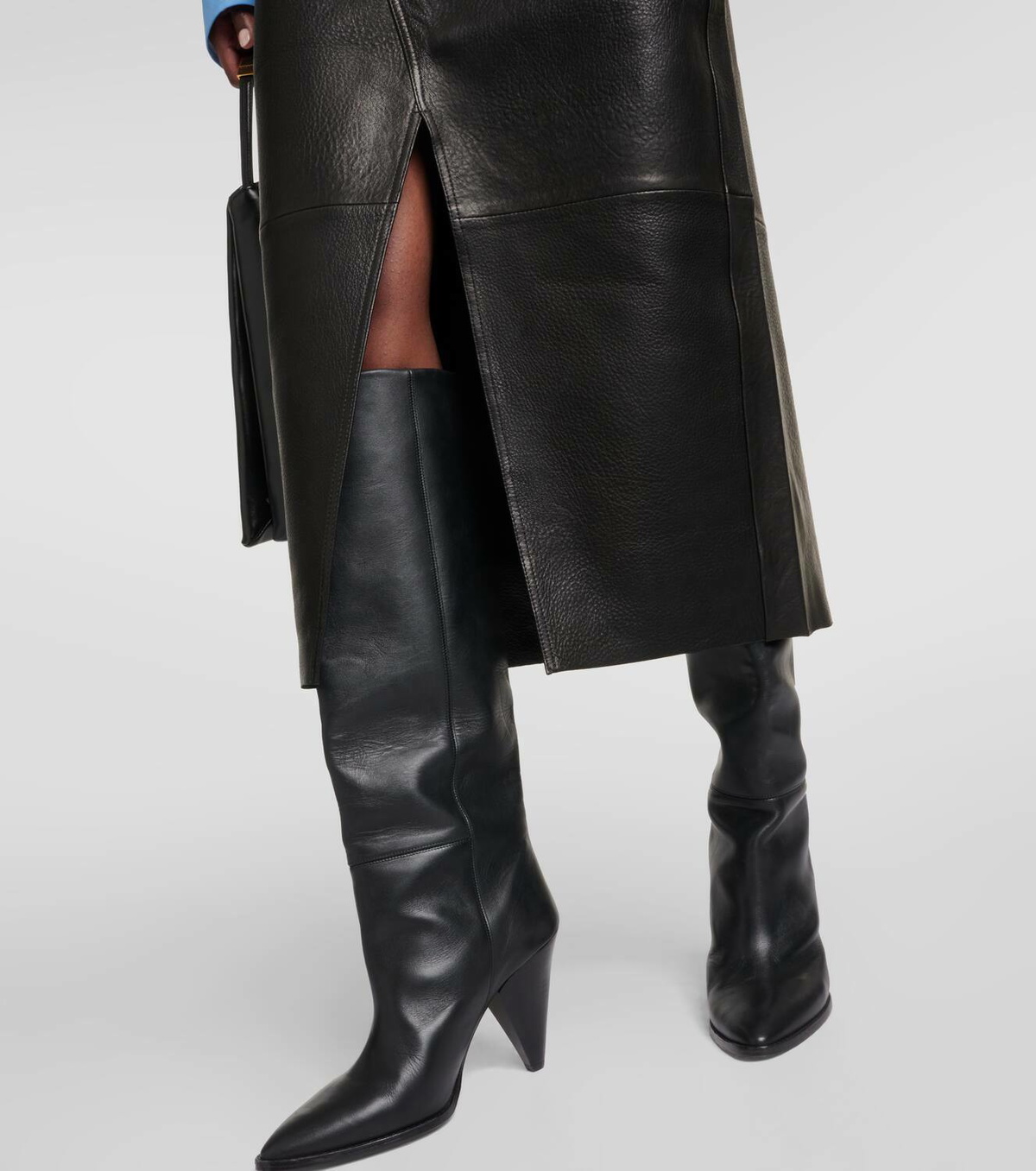 Frame The Midaxi high-rise leather midi skirt Frame Denim