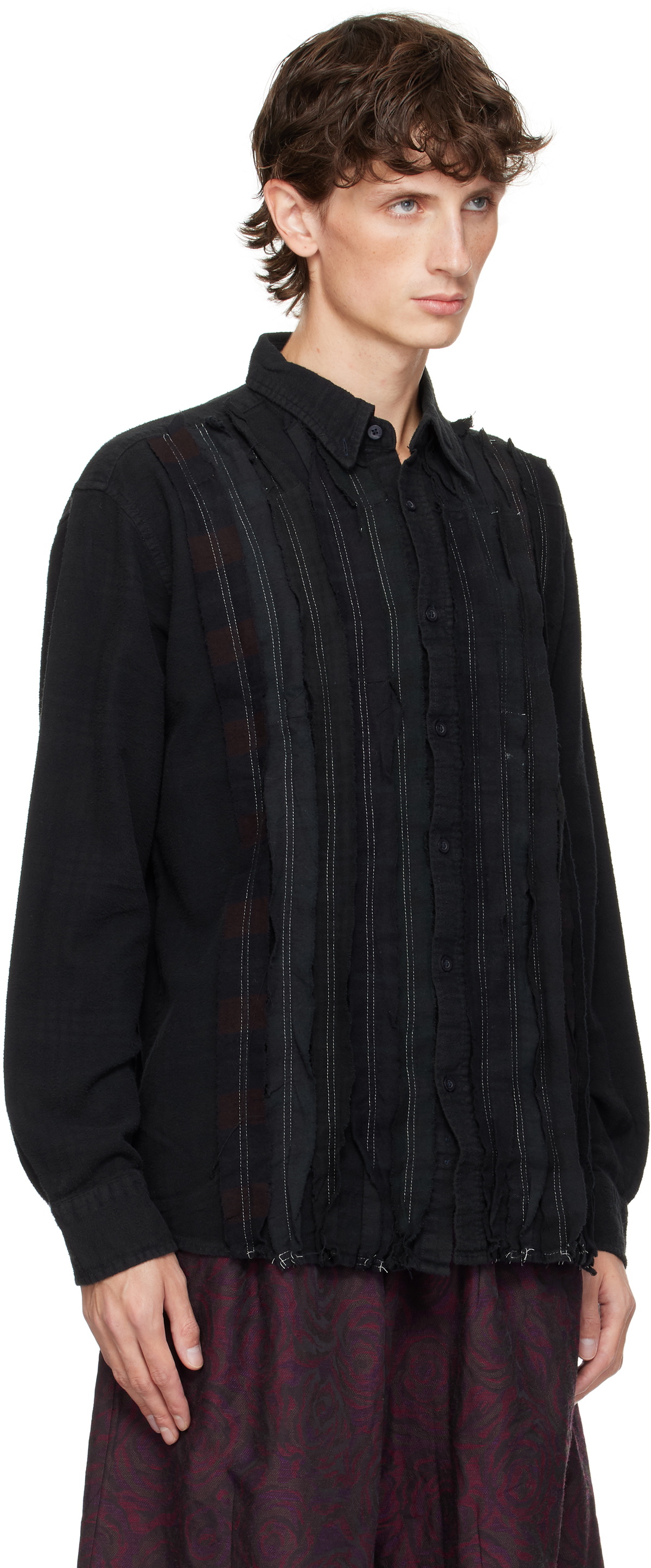 NEEDLES Black Rebuild Ribbon Shirt Needles