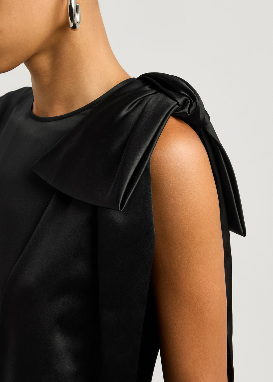 Simone Rocha Bow-embellished Silk-satin Midi Dress Black Simone Rocha