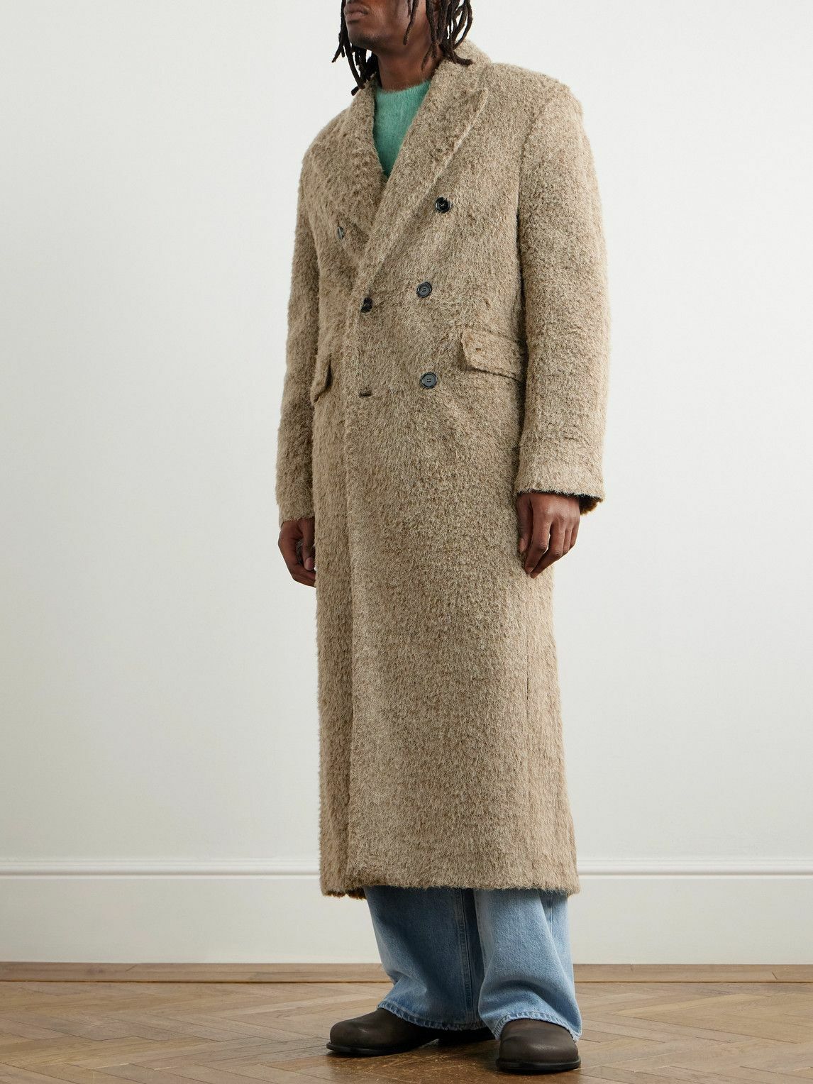 Séfr - Larry Double-Breasted Fleece Coat - Brown Séfr