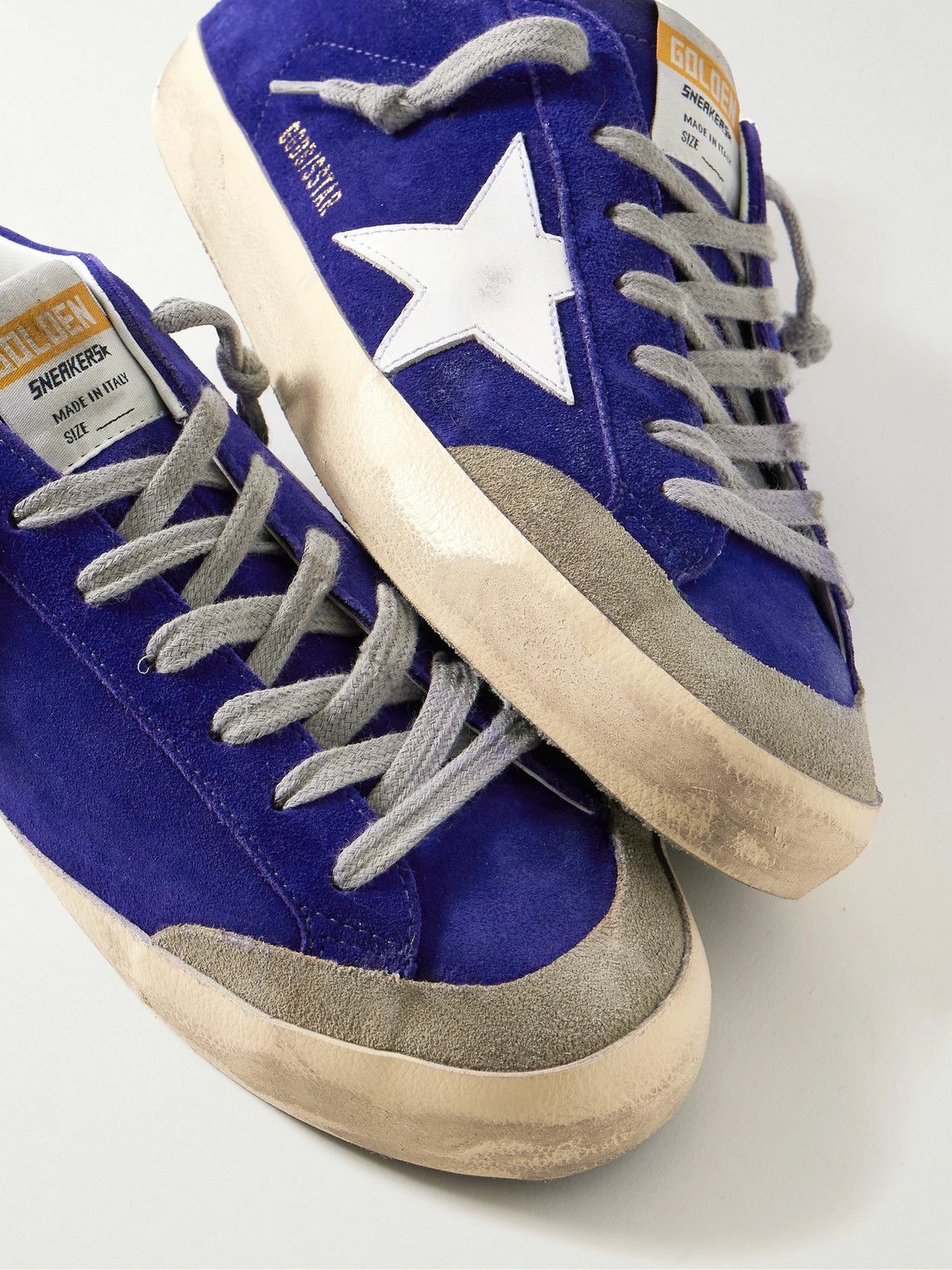Golden Goose - Super-Star Distressed Leather-Trimmed Suede Sneakers ...