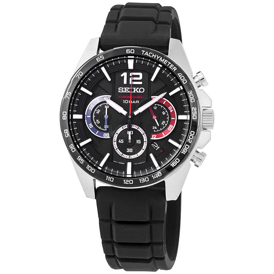 Seiko Essentials Chronograph Quartz Black Dial Mens Watch SSB347 Seiko