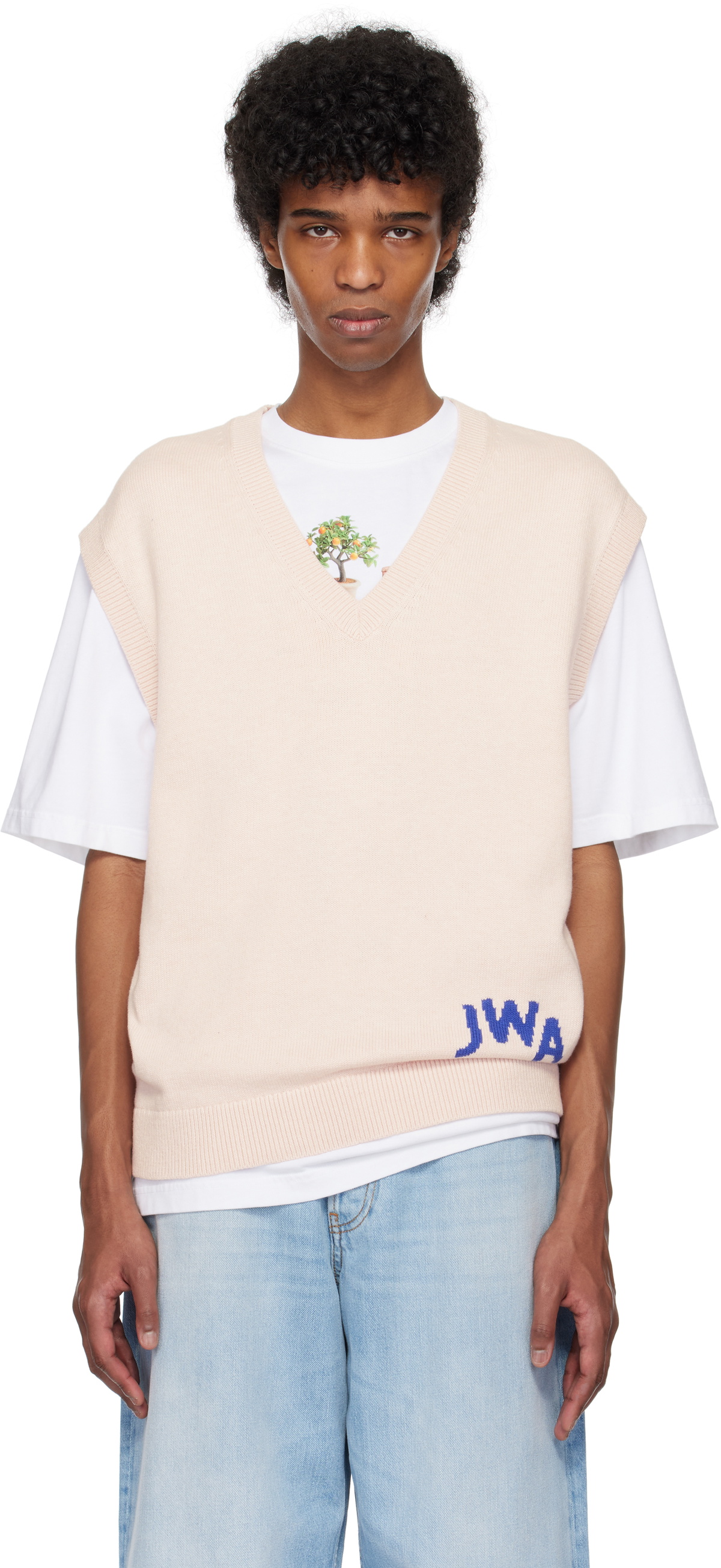 JW Anderson Pink 'JWA' V-Neck Vest JW Anderson